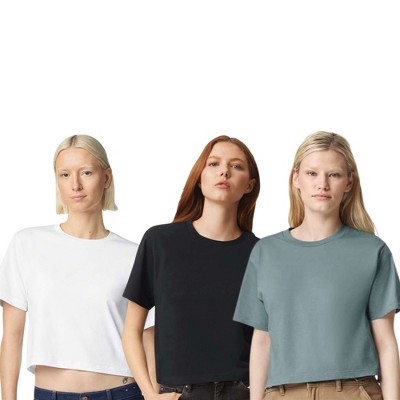 EG PRO Women T Shirts 3-Pack Fine Jersey Boxy Cropped Tee Short Sleeve ...