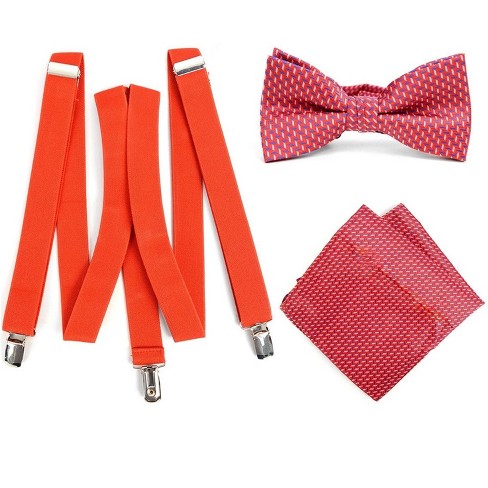 Men's Red Dots 3 Pc Clip-on Suspenders, Pre-tied Adjustable Bow Tie And ...