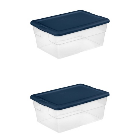 Sterilite Stackable 16 Quart Clear Home Storage Box With Handles And ...