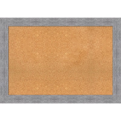 Amanti Art Natural Cork Board Framed Bark Rustic Grey Bulletin Board 41 ...
