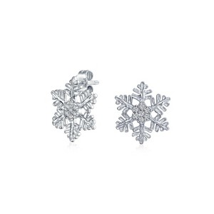 Bling Jewelry Petite Holiday CZ Cubic Zirconia Snowflake Stud Earrings ...