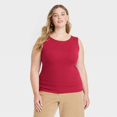 Women's Fitted Tank Top - Universal Thread™ Dark Red 1x : Target