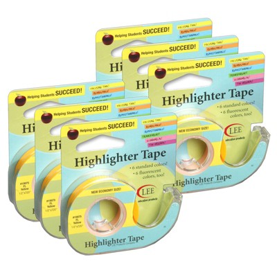 6pk Removable Highlighter Tape Fluorescent Yellow - Lee Products : Target