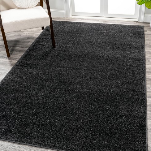 9' X 12' Haze Solid Low-pile Area Rug, Black - Jonathan Y : Target