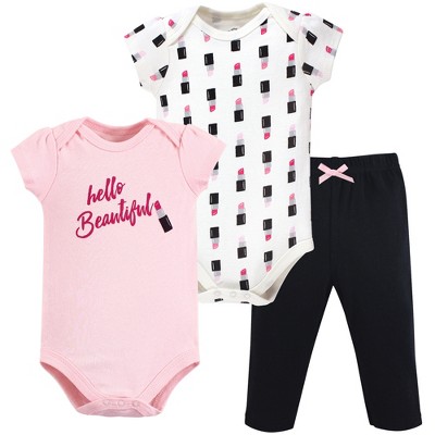 Little Treasure Baby Girl Cotton Bodysuit And Pant Set, Lipstick, 12-18 ...