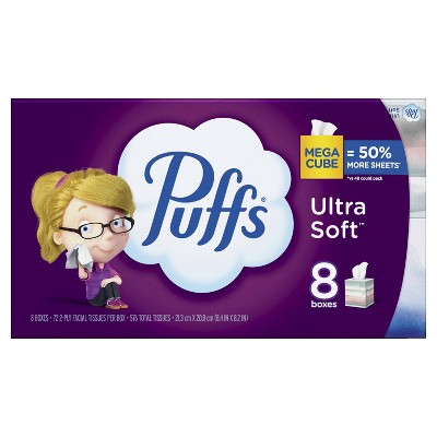 Puffs Ultra Soft Facial Tissue - 8pk/72ct : Target
