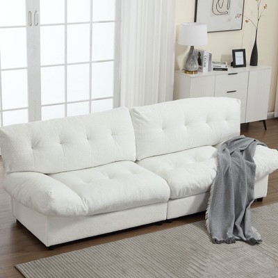 96"w Loveseat Cloud Sofa, Upholstered Sofa Couch 4l, White -modernluxe ...
