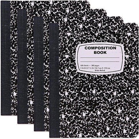 Enday Wide Ruled Black Marble Composition Book 100 Sheets - 4 Pack : Target