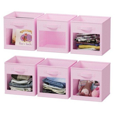 Storage Cubes With Clear Windows, Set Of 6 Fabric 11-inch Foldable ...