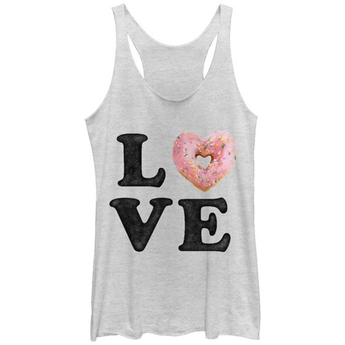 Women's Chin Up Donut Love Racerback Tank Top - White Heather - Medium ...