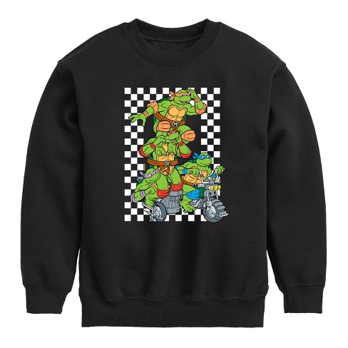 Boys' - Teenage Mutant Ninja Turtles - Checker Graphic Graphic Long Sleeve Fleece Sweatshirt ...