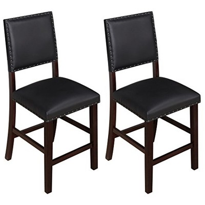 HomeStock 39.5 in.H Black Finish Low Back Wood Frame Barstool Leather ...