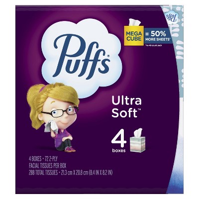 Puffs Ultra Soft Facial Tissue - 4pk/72ct : Target