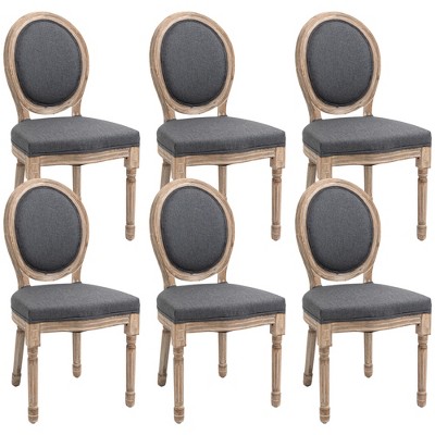 Homcom Vintage Armless Dining Chairs Set Of 6, French Chic Side Chairs ...
