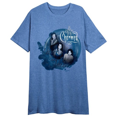 Charmed 1998 Key Art Crew Neck Short Sleeve Blue Heather Women's Night ...