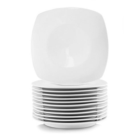 Elama Porcelain 12 Piece 10.75 Inch Square Dinner Plate Set In White ...