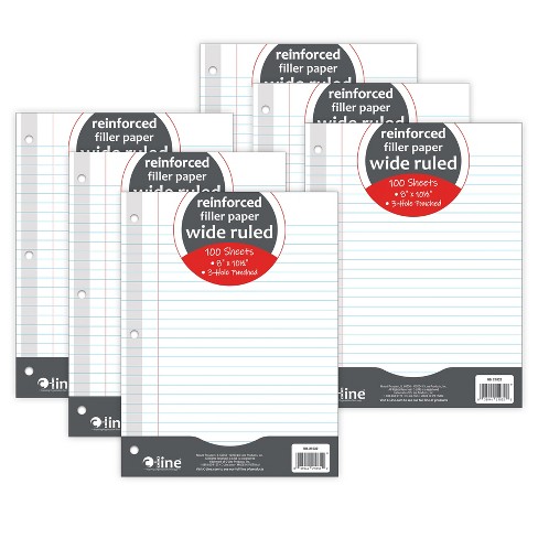 C-line® Reinforced 3-hole Punched, Filler Paper, Wide Rule, 10.5" X 8 ...