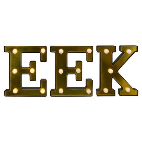 Northlight 6.5" Led Lighted Gold Eek Halloween Marquee Sign : Target