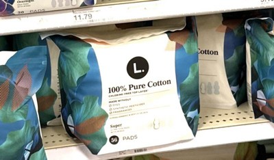 L . Organic Cotton Maxi Extra Long Overnight Pads : Target