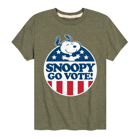 Peanuts Snoopy Go Vote Short Sleeve Graphic T-shirt - Heather Military ...