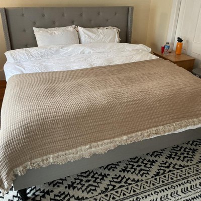 King Reversible Textured Cotton Chambray Coverlet Dark Teal Blue ...