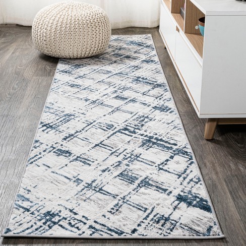 2'x10' Slant Modern Abstract Runner Rug, Gray/blue - Jonathan Y : Target