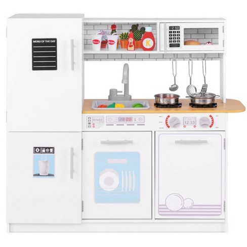 Costway Kids Kitchen Play Set With Stove Removable Sink Oven Microwave ...
