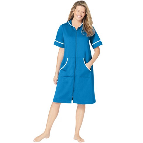 Dreams & Co. Women's Plus Size Short French Terry Robe - L, Pool Blue ...