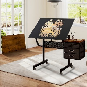 1500-Piece Jigsaw Puzzle Table with Adjustable Angle, 4 Storage Trays ...