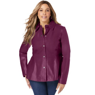 Roaman's Women's Plus Size Bend Over Blazer - 12 W, Dark Berry : Target