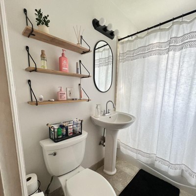 Wood Wall Shelf With Hanging Wire Natural/black - Threshold™ : Target