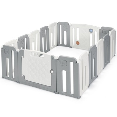 Costway 14-panel Foldable Baby Playpen Kids Activity Centre Lock Door ...