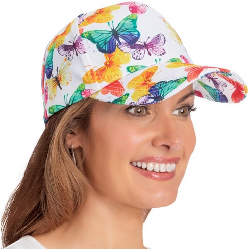 Collections Etc Vibrant Fun Butterfly Colorful Print Baseball Cap No ...