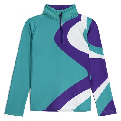 Spyder Girl's Surface Half Zip T-neck Ski Base Layer Jacket, Sea Glass ...