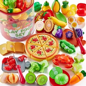 Etokfoks 67 Piece Pretend Play Food Set for Kids Kitchen Includes 24 ...