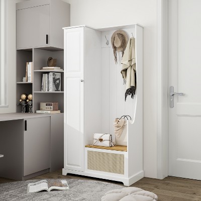 Xiyuyeu Hall Tree With 3 Hooks Modern Coat Rack With Flip-up Bench And ...