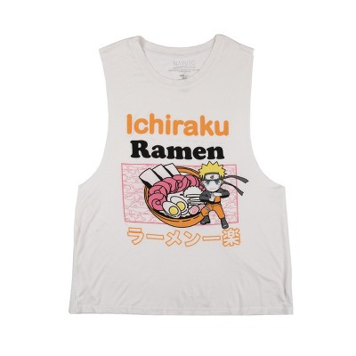 Naruto Ichiraku Ramen Crew Neck Sleeveless Women's White Tank Top-large ...