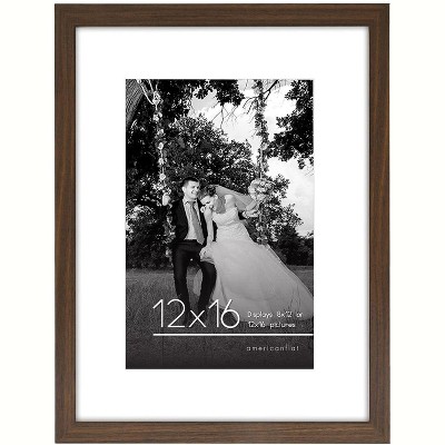Americanflat 12x16 Picture Frame In Walnut - Displays 8x12 With Mat And ...