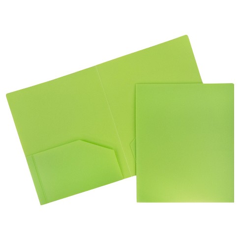 Jam 6pk 2 Pocket Heavy Duty Plastic Folders - Lime Green : Target