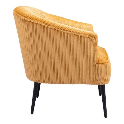 HomeStock 31.1 in H Yellow Finish Round Metal Frame Straight Armchair ...