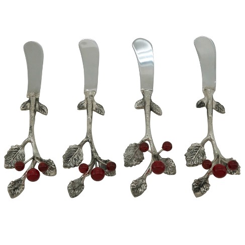 Saro Lifestyle Holly Berry Cocktail Knife, Silver (set Of 4) : Target