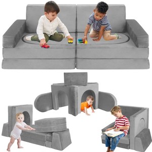 10-Piece Modular Kids Play Couch, DIY Convertible Foam Play Sofa for ...