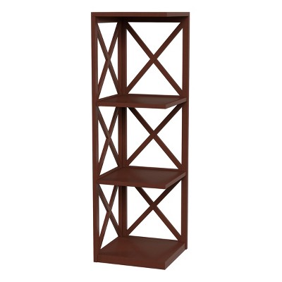 Hastings Home 4-shelf Criss-cross Style Corner Bookcase - Brown : Target
