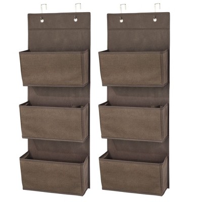 mDesign Fabric Over Door Hanging Storage Organizer, 3 Pockets, 2 Pack ...
