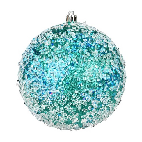 Vickerman 4" Teal Glitter Hail Ball Ornament, 6 Per Bag : Target
