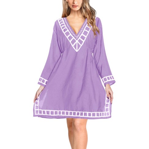 La Leela Women's Loose Mini Vacation Beachwear Swim Suit Dress Short ...