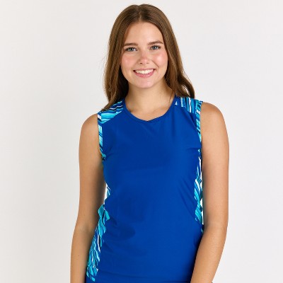 Calypsa Women's Loose Fit Tankini Upf 50+ Maya Swim Top - Marine/pool ...