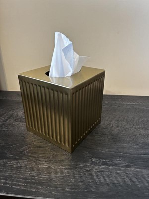 Fluted Brass Bathroom Tissue Box Cover Antique Finish - Hearth & Hand ...