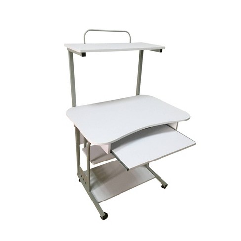 Buylateral Mobile Computer Tower With Shelf White: Steel Frame ...