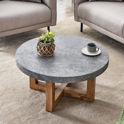 Xiyuyeu Modern Circular Patterned Coffee Table Center Table With Mdf ...